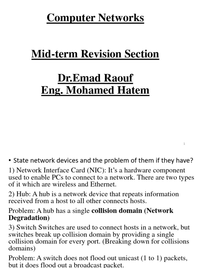 Midterm Revision Section FCDS AU | PDF | Osi Model | Ip Address