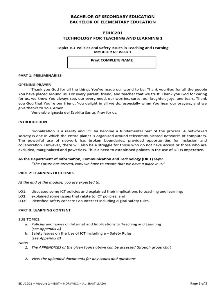 Module 2 Week 1 2 Educ201 Pdf Information And Communications 3086