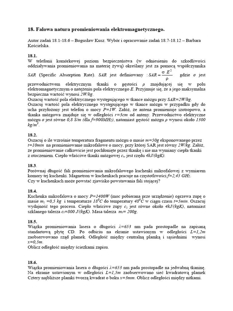 18 Falowa Natura Promieniowania Elektromagnetycznego | PDF