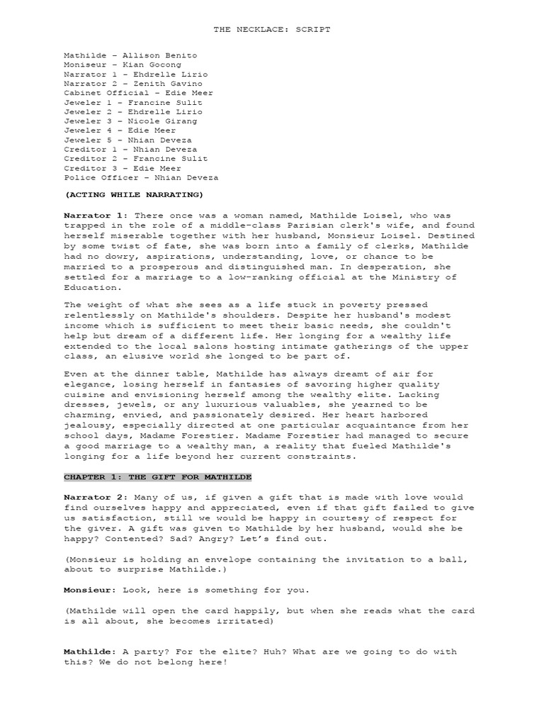 EDITED The Necklace Script | PDF