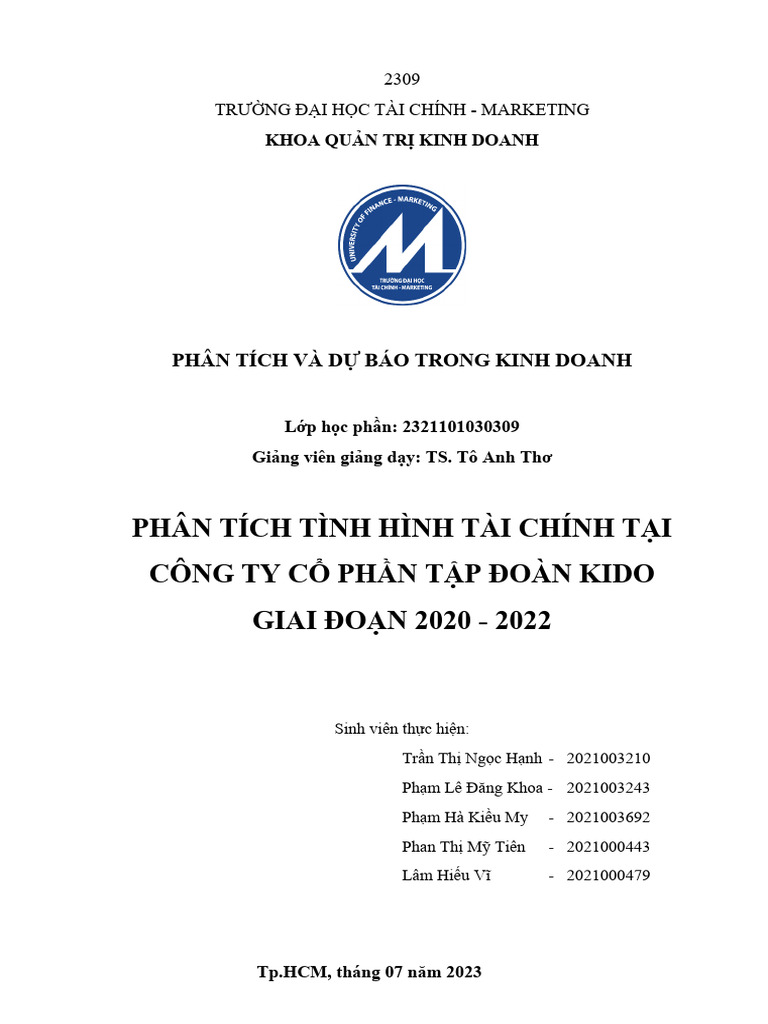 PHÂN TÍCH TÌNH HÌNH TÀI CHÍNH TẠI CÔNG TY CỔ PHẦN TẬP ĐOÀN KIDO | PDF PHÂN TÍCH TÌNH HÌNH TÀI CHÍNH TẠI CÔNG TY CỔ PHẦN TẬP ĐOÀN KIDO | PDF