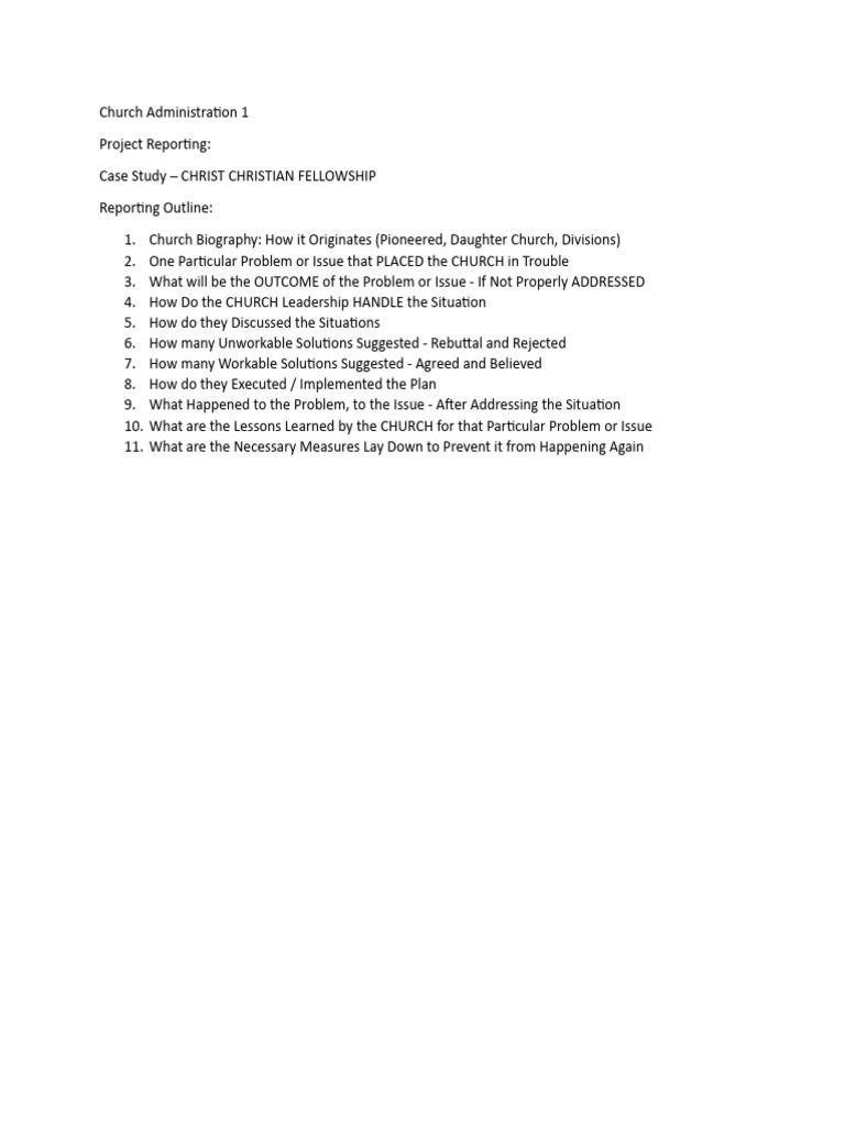 Church Administration 1 | PDF