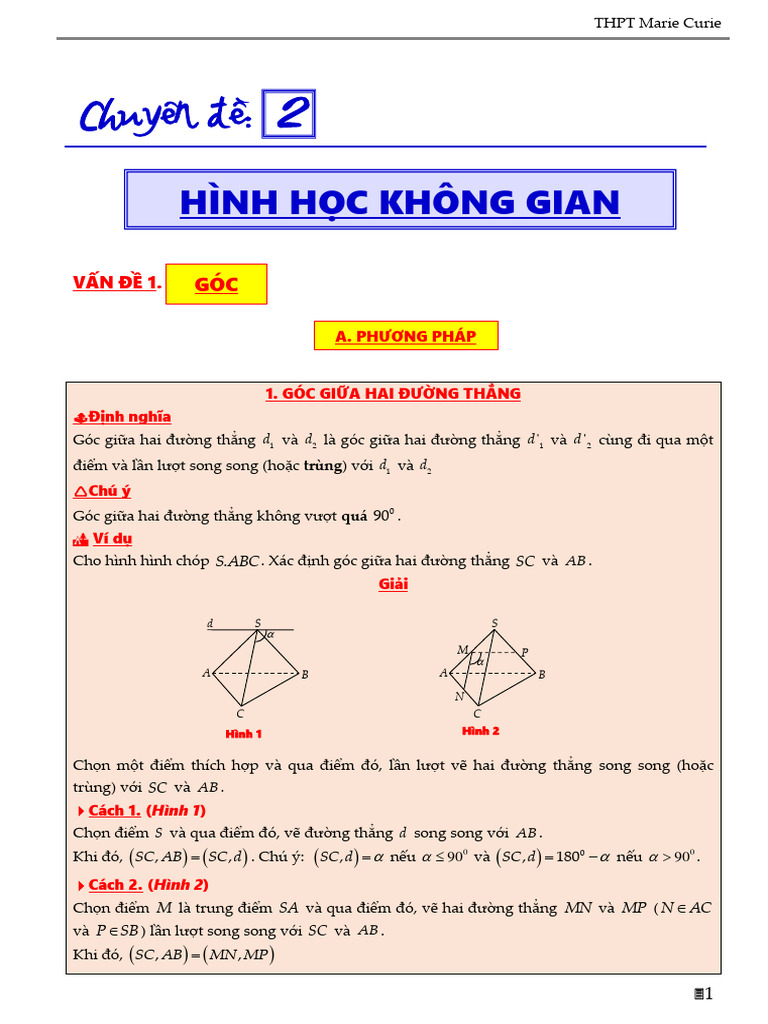 Cac Dang Bai Tap Hinh Hoc Khong Gian | PDF