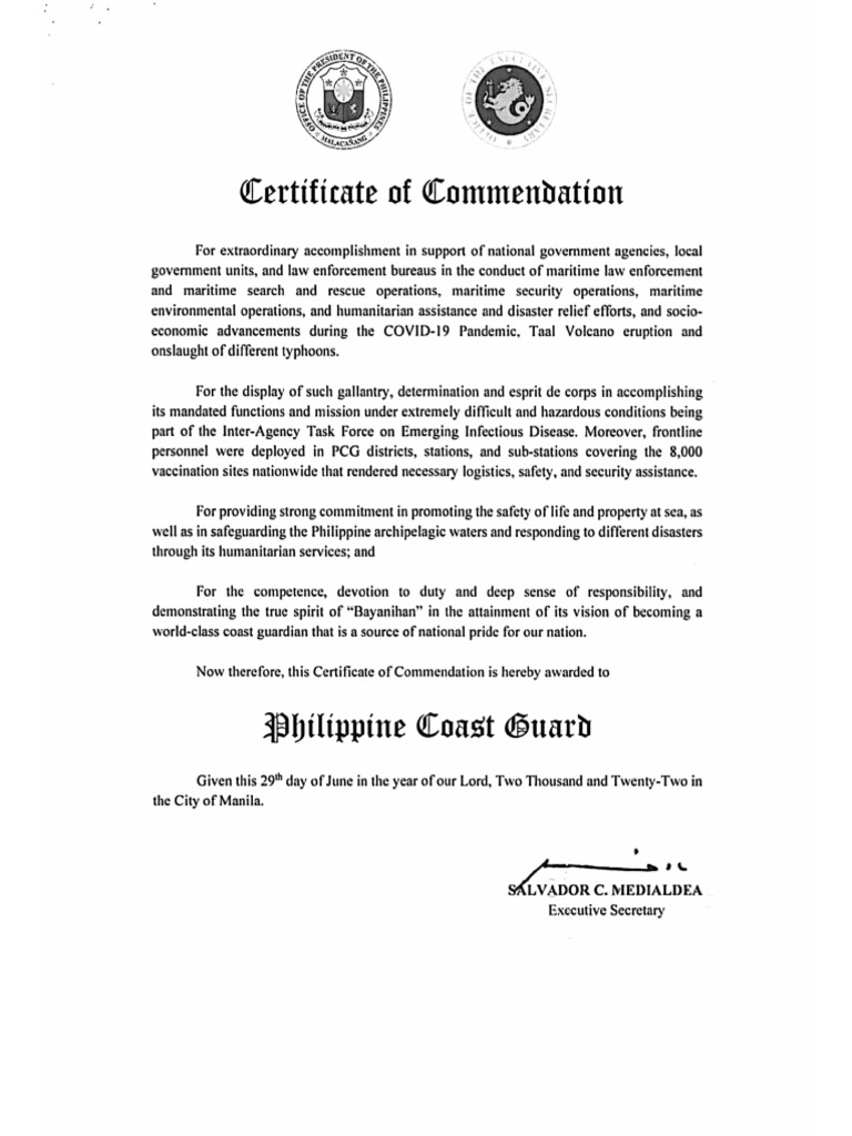 Certificate of Commendation | PDF