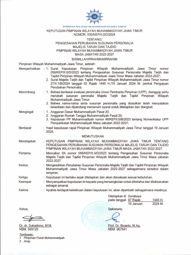 SK MTT - Perubahan | PDF