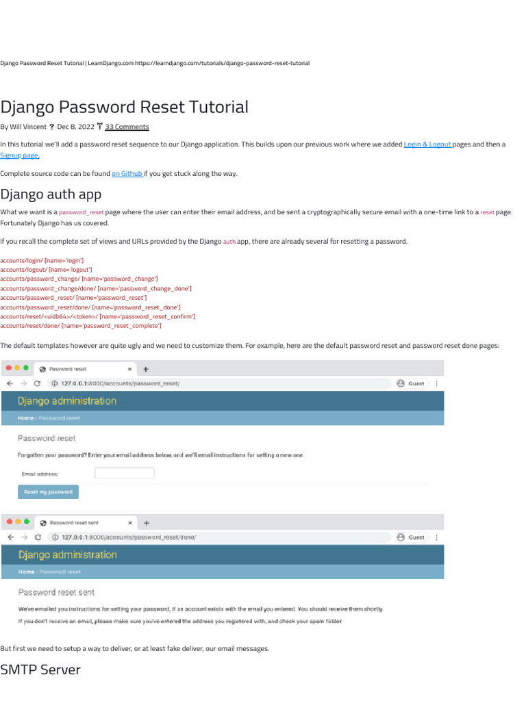 Django Password Reset Tutorial | PDF | Login | Password