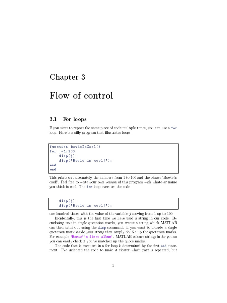 Matlab Chapter3 | PDF | Control Flow | Matrix (Mathematics)
