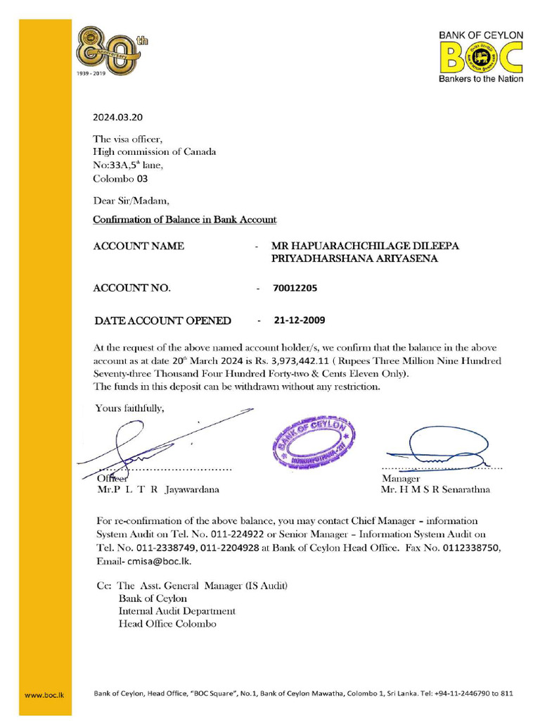 BOC Satetment 1 | PDF