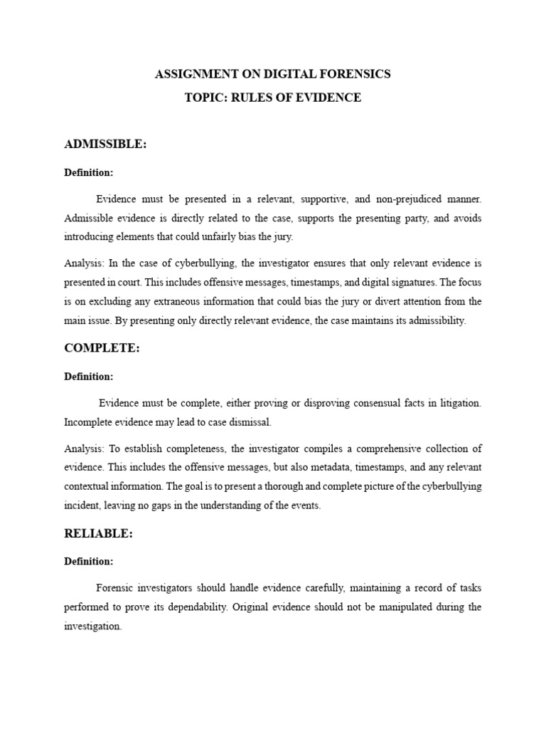 Digital Forensics: Rules of Evidence | PDF