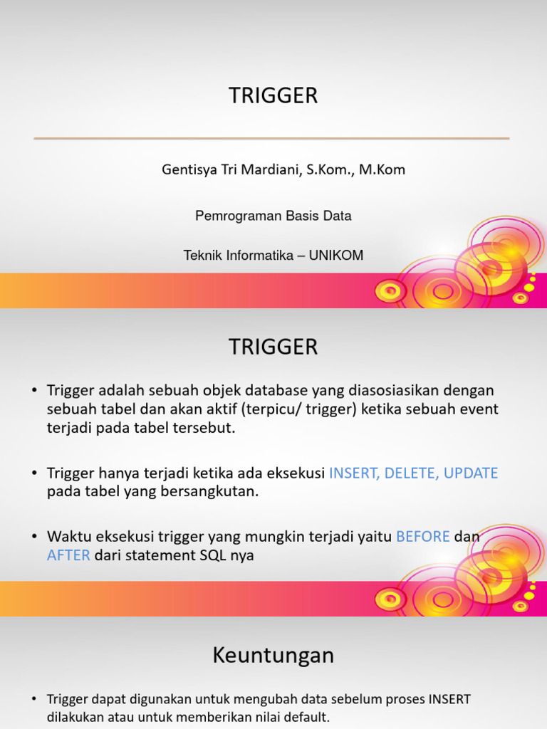 Pertemuan13 - TRIGGER | PDF | Komputer | Teknologi & Rekayasa