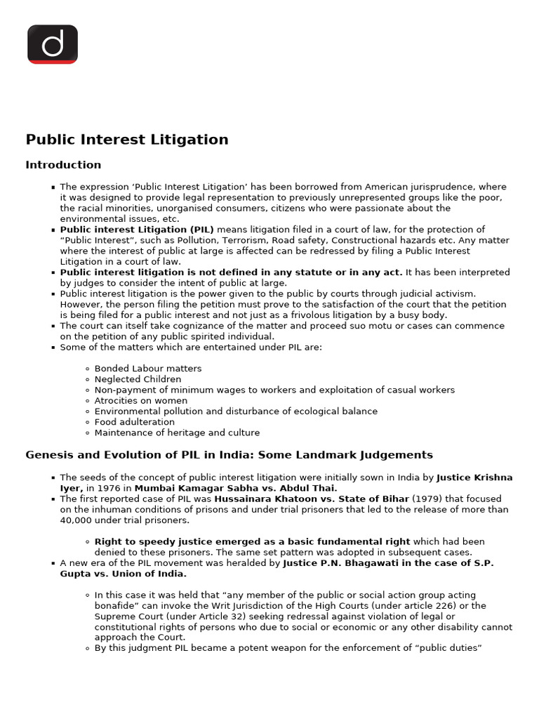 PIL Notes Short | PDF | Judiciaries | Government