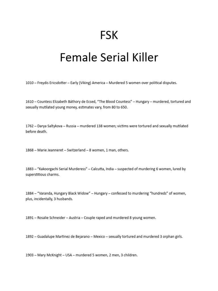 Female Serial Killer | PDF | Murder | Murderers