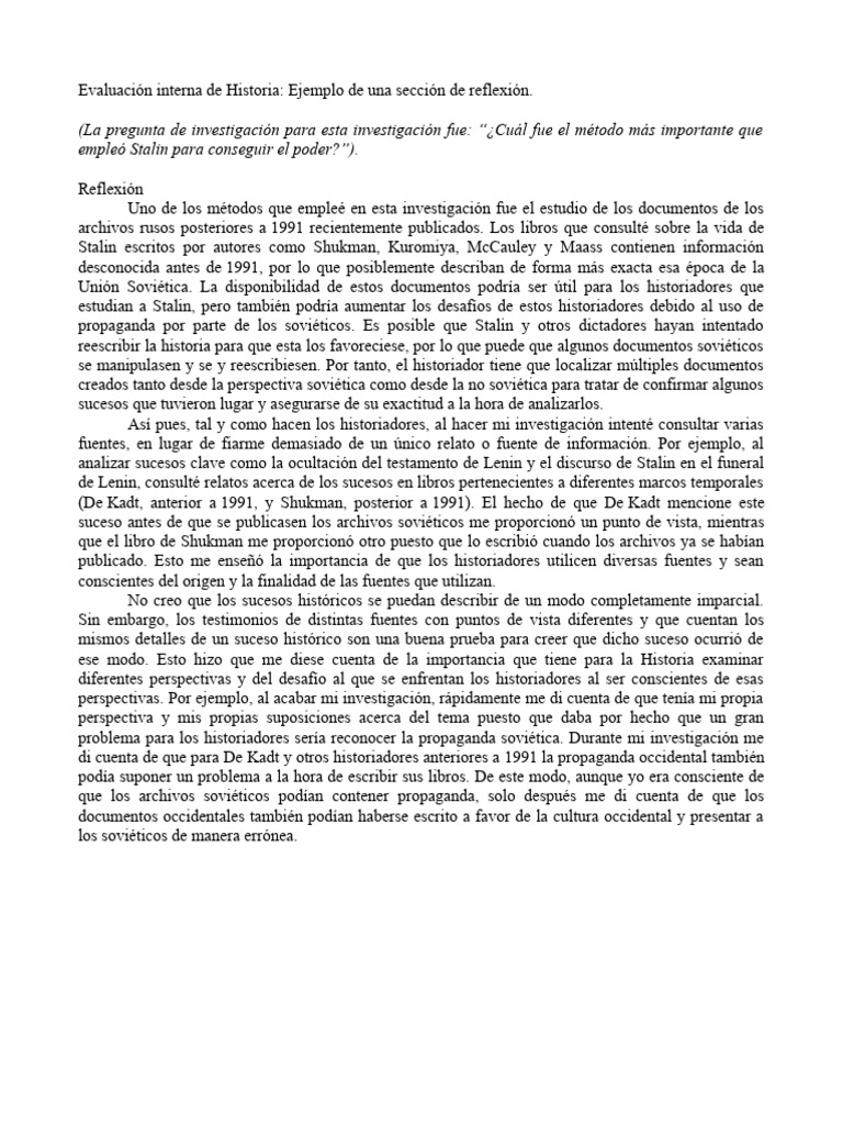 Ejemplos de Reflexión Histórica | PDF | Guerra Fría | Joseph Stalin