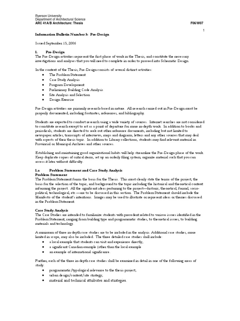 Pre Design Outline | PDF | Case Study | Thesis