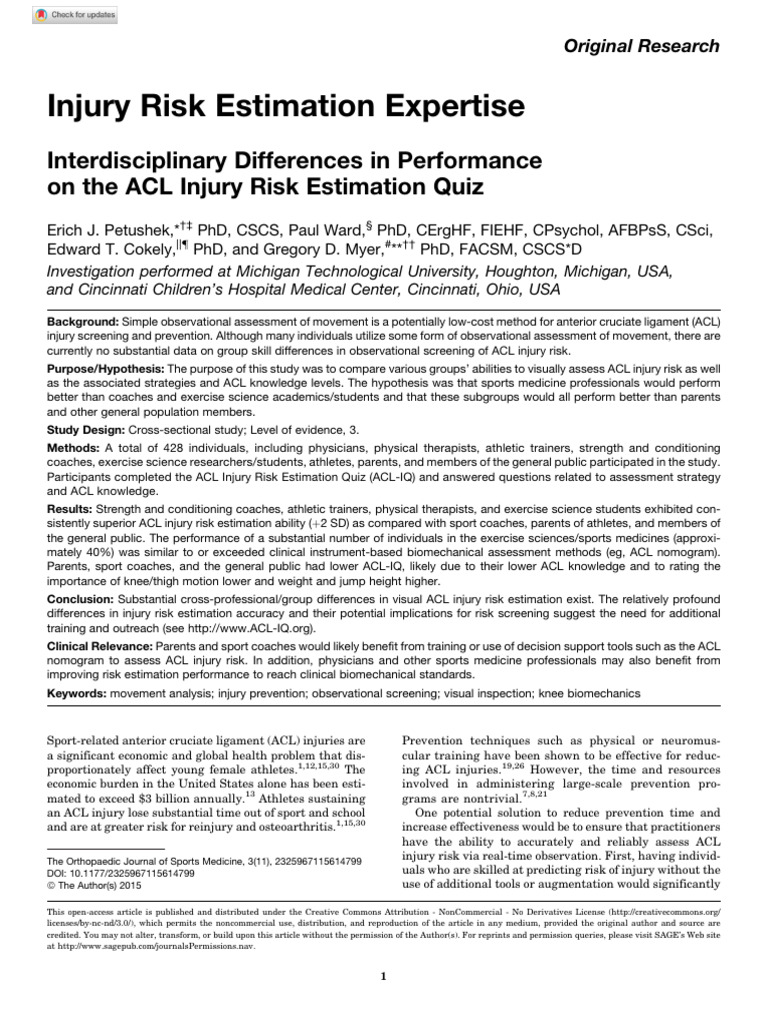 Petushek Et Al 2015 Injury Risk Estimation Expertise Interdisciplinary ...