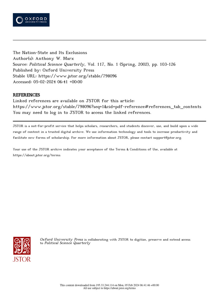 Exclusion in Nation-State Dynamics | PDF | Nationalism | Nation