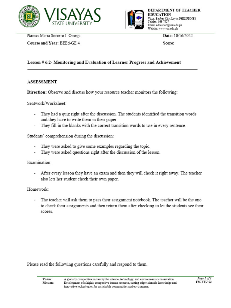 Omega, Learning Assessment 6.2 | PDF | Reinforcement | Learning