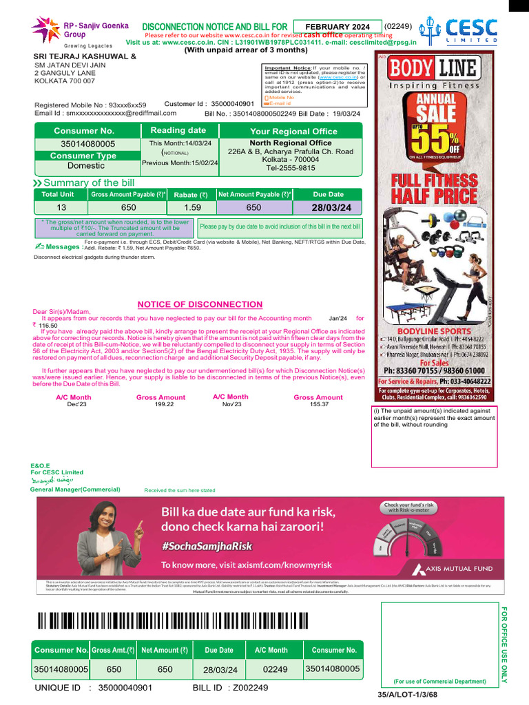 Rabin Sarmi Halder Cesc Bill | Download Free PDF | Rebate (Marketing) | Payments