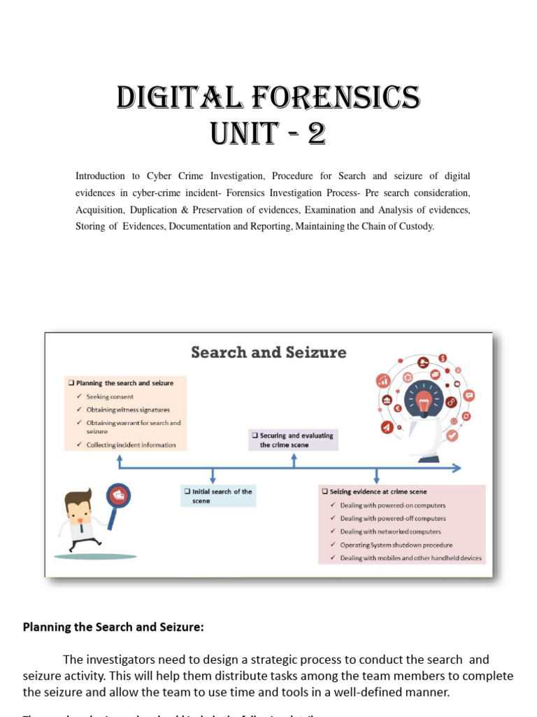 Digital Forensics: Search & Seizure Guide | PDF | Crime Scene ...