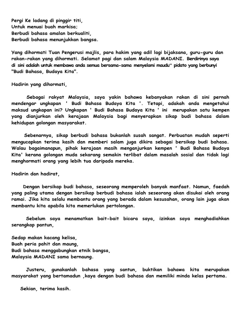 Teks-Syarahan-Budi Bahasa Budaya Kita | PDF