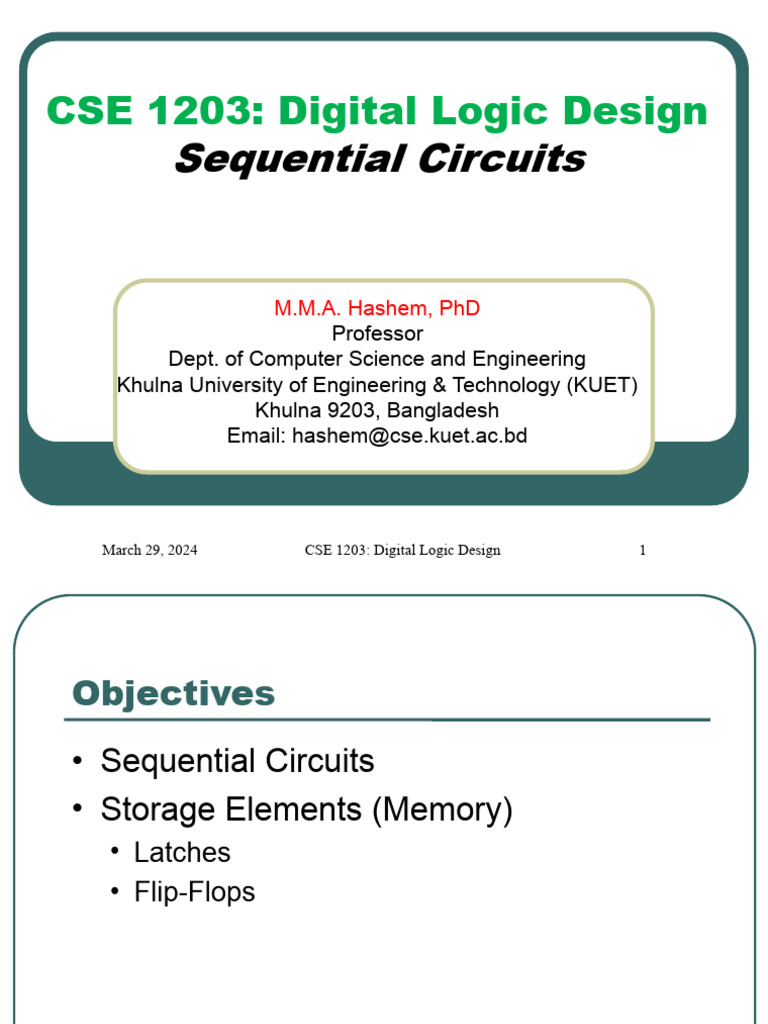 CSE 1203 Sequential Circuits (FFS) | PDF | Digital Electronics | Electronics