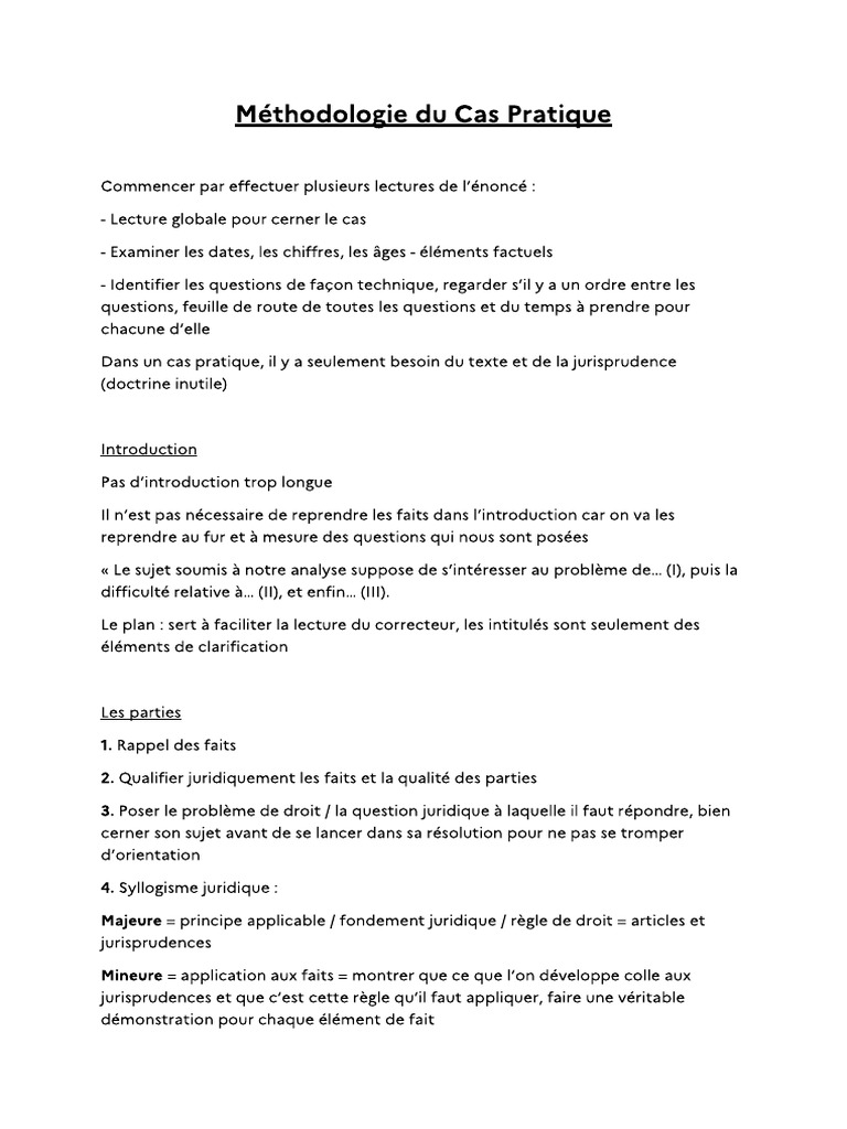 Méthodologie Du Cas Pratique | PDF