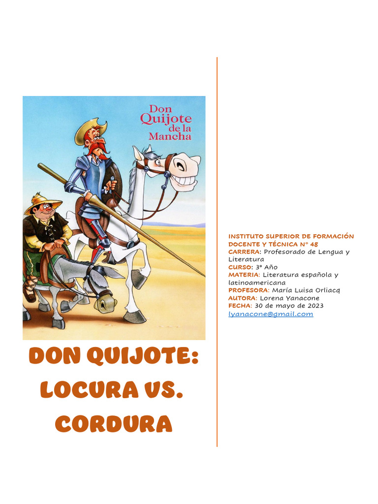 1° Parcial - Ponencia - El Quijote | PDF | Don Quijote | Miguel De ...
