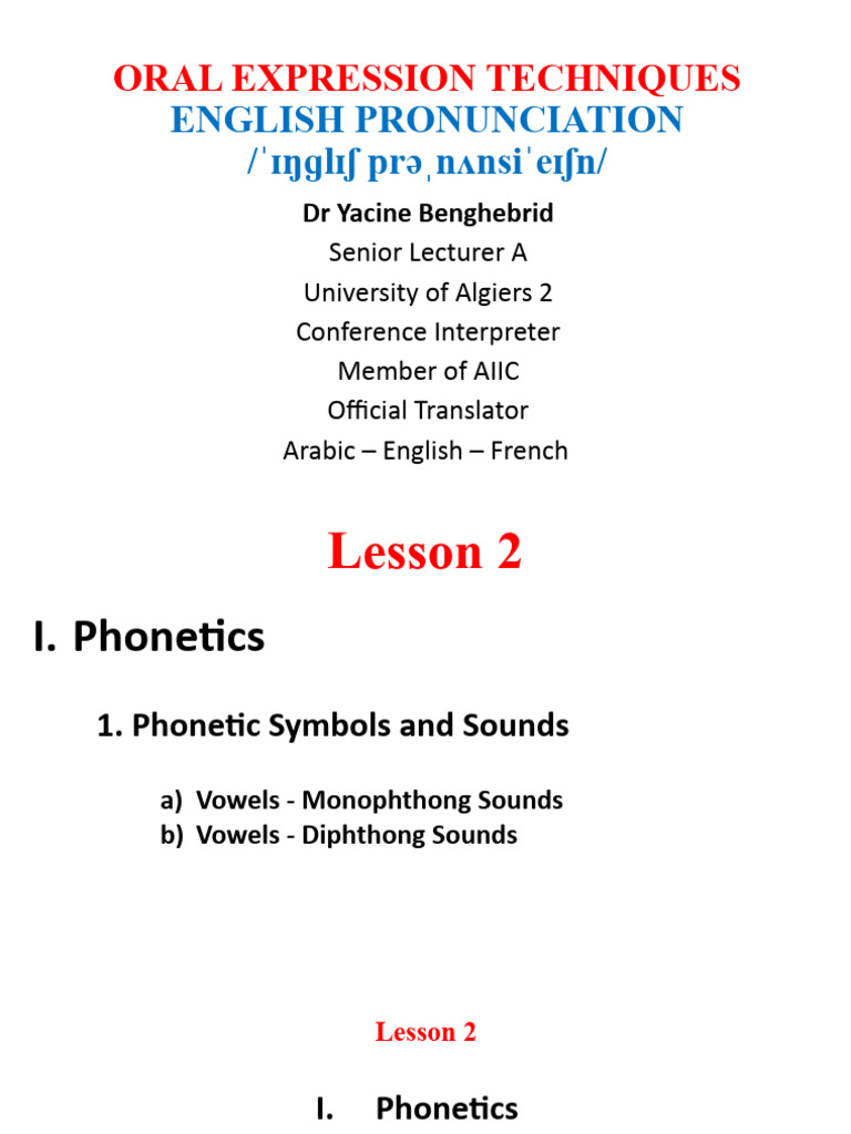 Lesson 2 - Phonetic Symbols and Sounds (Vowels) | PDF | Languages | Foreign Language Studies