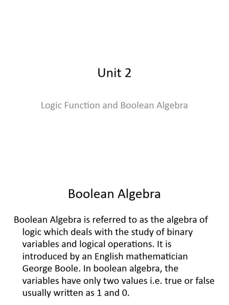 Boolean Algebra and Logic Functions Guide | PDF | Logic Gate | Boolean ...