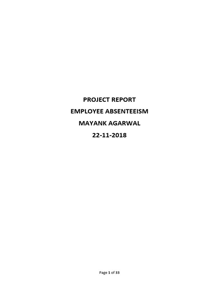 Employee Absenteeism Analysis Report | PDF | Coefficient Of Determination | Principal Component ...