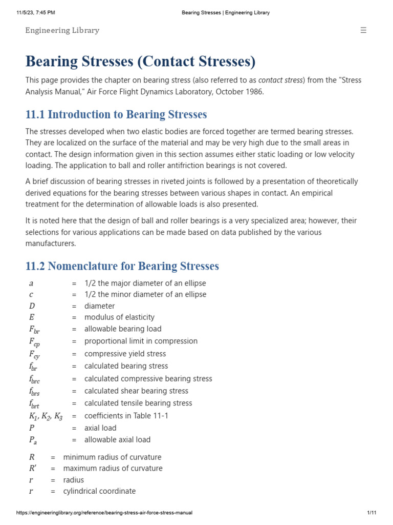 Bearing Stress Analysis and Calculations | PDF | Stress (Mechanics ...