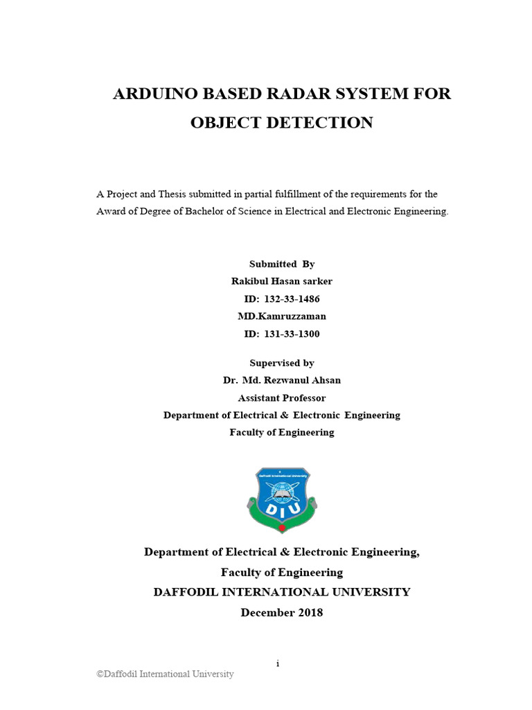 Arduino Based Radar System For Object Detection | PDF | Radar | Arduino