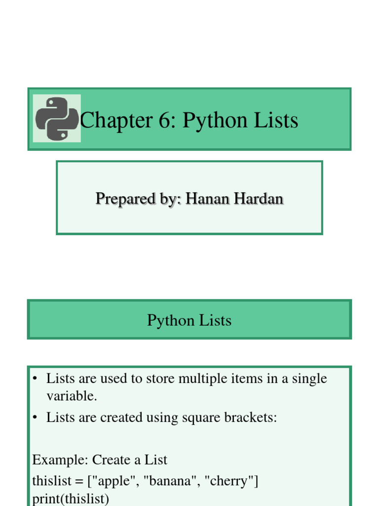 Chapter 6 - List | PDF | Data Type | Control Flow