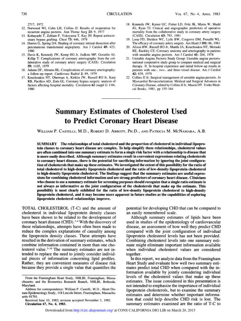 Índice de Castelli - Summary Estimates of Cholesterol Used | Download ...