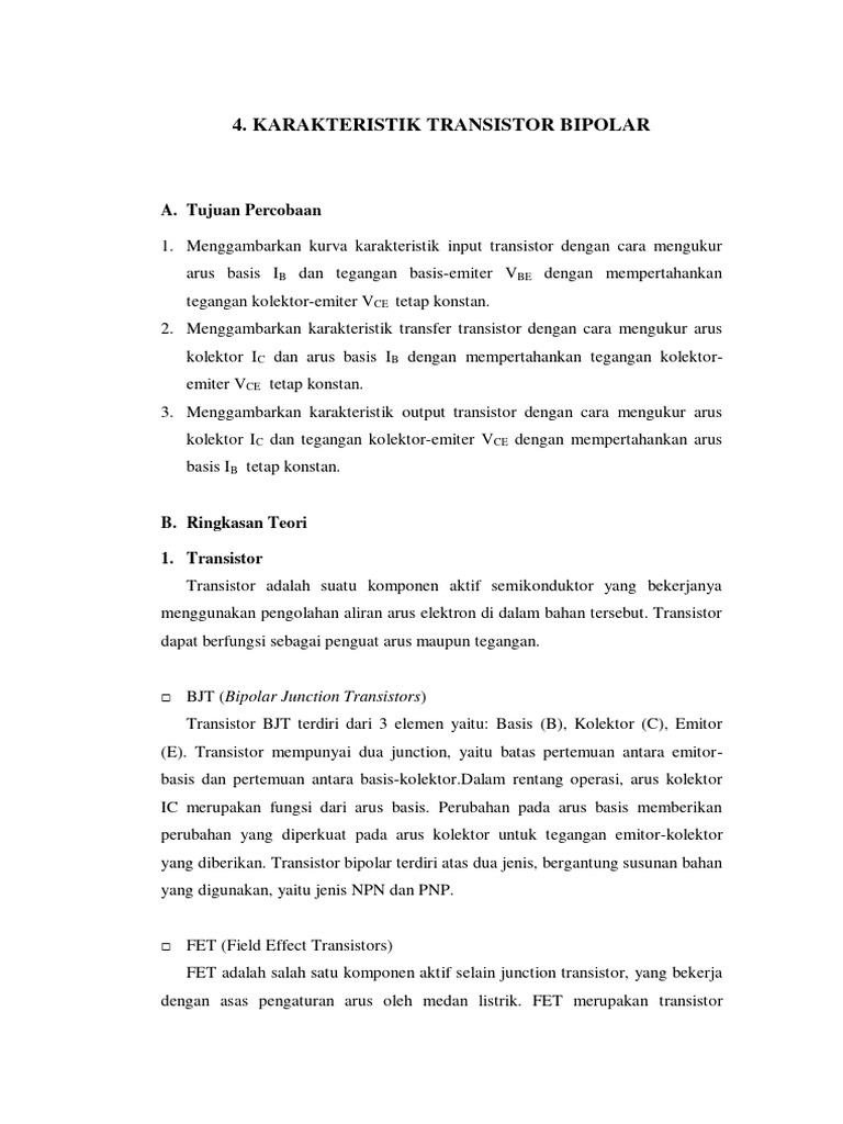 Modul 4 - Karakteristik Transistor Bipolar | PDF