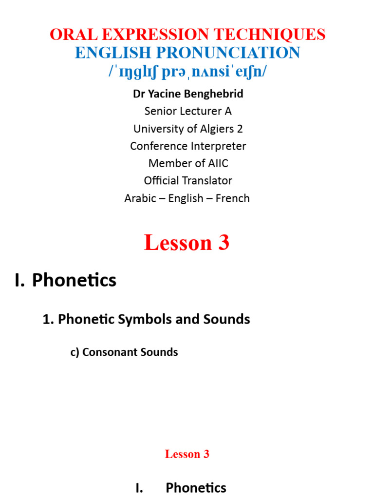 Lesson 3 - Phonetic Symbols and Sounds (Consonants) | Download Free PDF ...