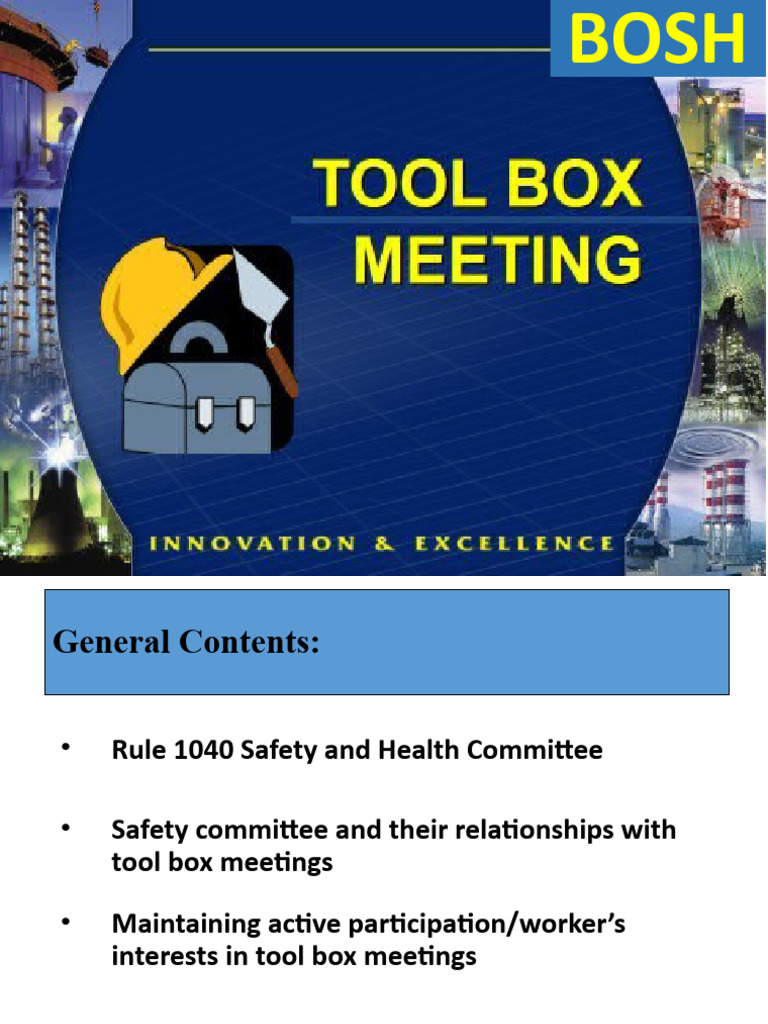 Tool Box Meeting | PDF | Occupational Safety And Health | Personal ...