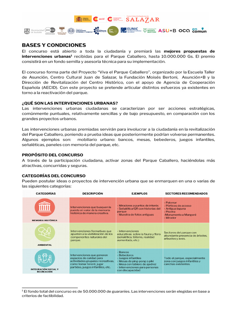Bases y condiciones - Concurso Parque Caballero | PDF | Parques Bases y condiciones - Concurso Parque Caballero | PDF | Parques