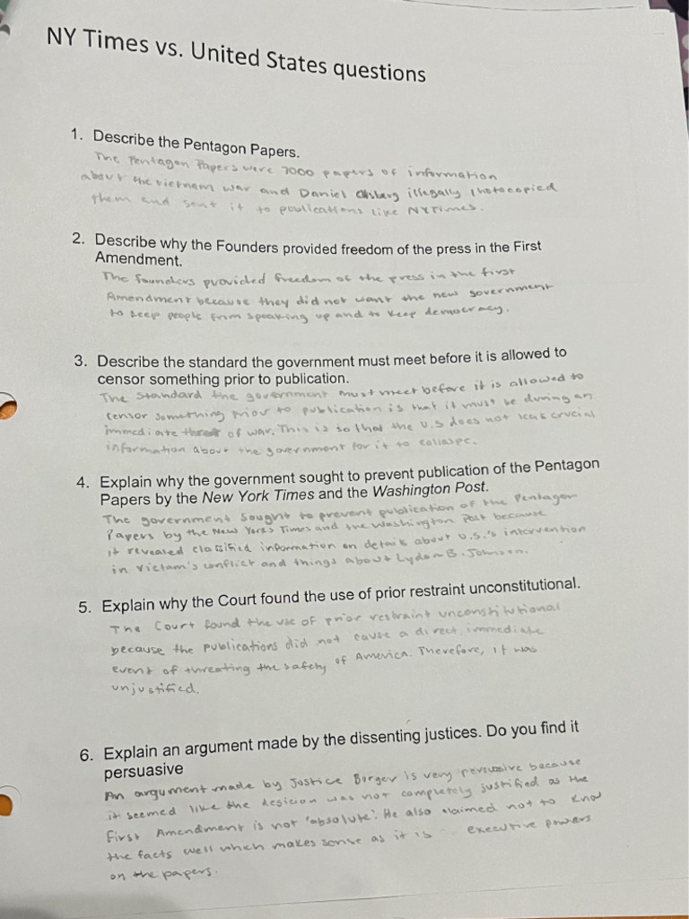 Ny Times Vs Us Questions | PDF