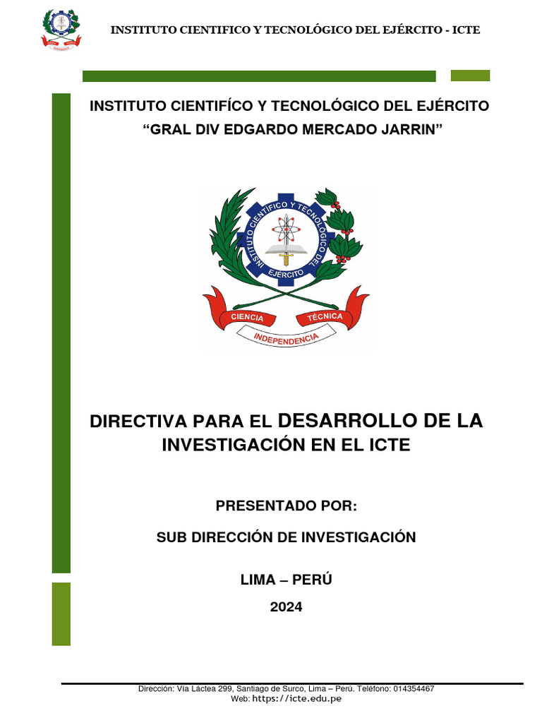 Directiva de Investigación ICTE 2024 | PDF | Evaluación | Titulo academico