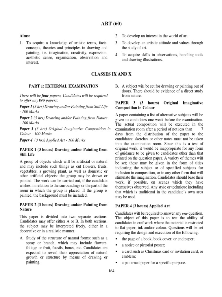 ICSE Class 9 Art Syllabus | PDF | Drawing | Paintings