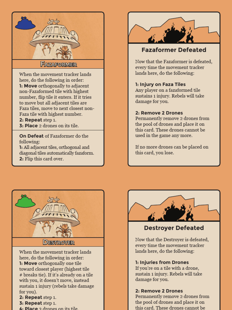 FAZA Boardgame Mothership Cards and Reference Card | PDF