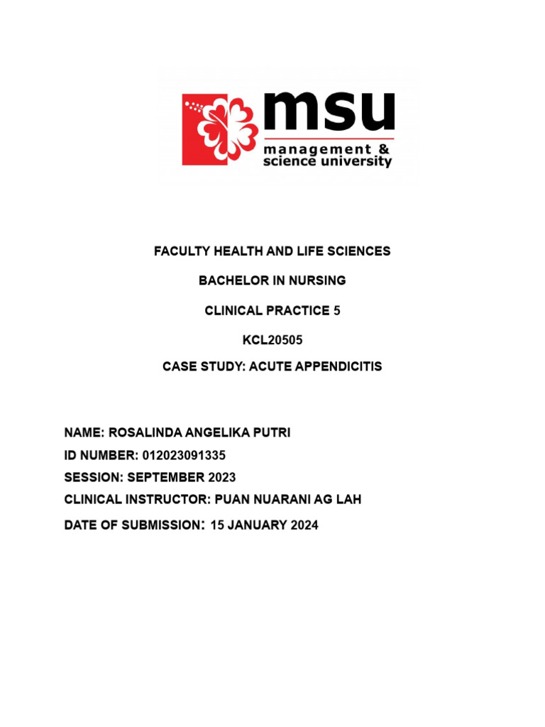 (REVISI) Case Study Appendicitis Rosalinda Angelika Putri | PDF ...