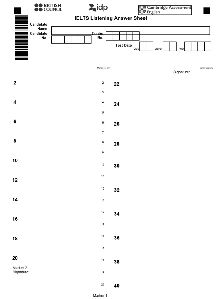 blank-answer-sheet-listening | PDF | Standardized Tests | Tests