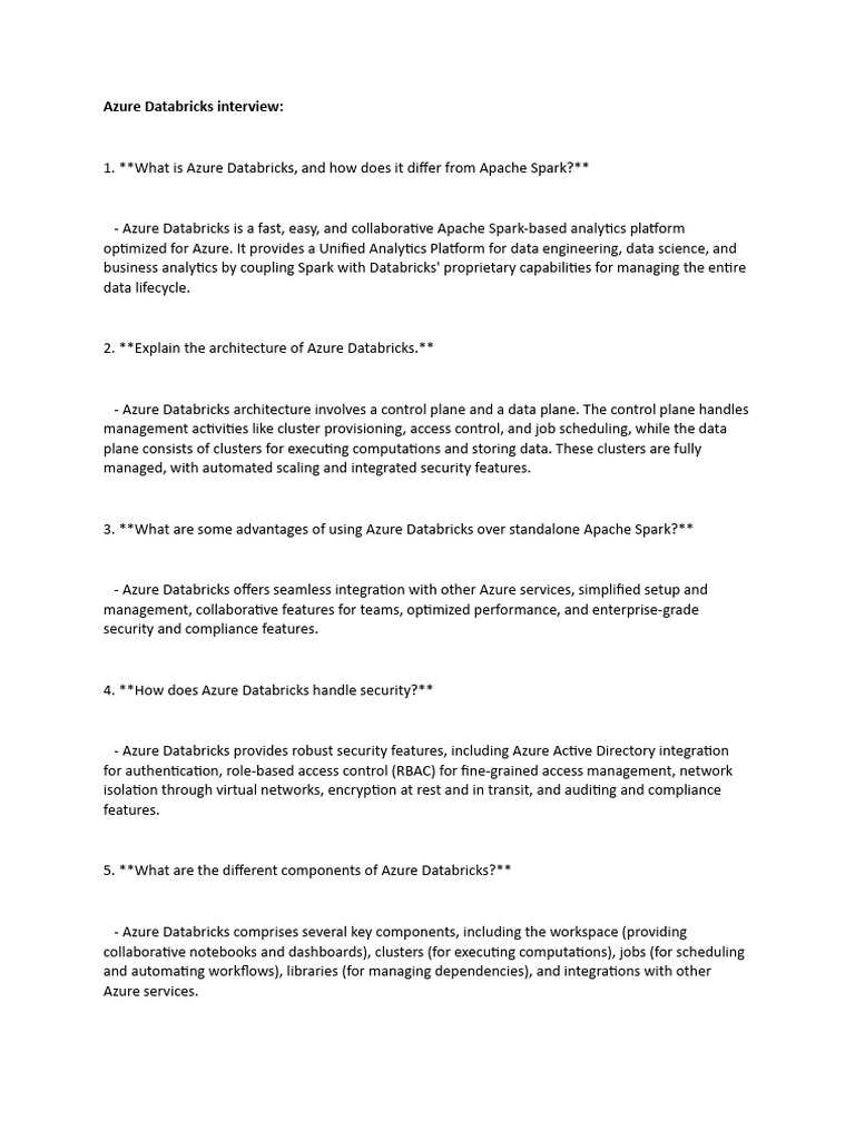 Azure Databricks Interview | PDF | Microsoft Azure | Computer Cluster