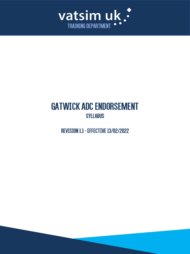 Gatwick ADC Endorsement Syllabus | PDF | Air Traffic Control ...