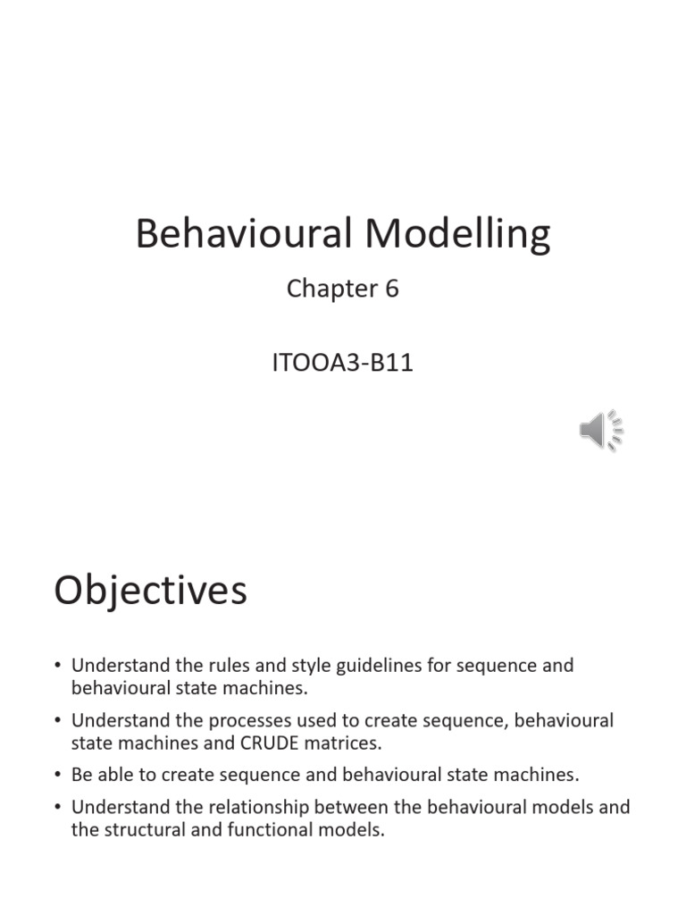 Chapter 6 - Behavioural Modelling | PDF | Class (Computer Programming) | Object (Computer Science)