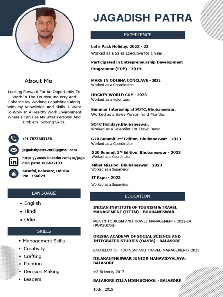 Jagadish IITTM CV 11 | PDF | Economies | Business