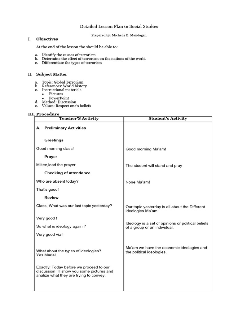 Detailed Lesson Plan in Social Studies | PDF | Ideologies | Crimes
