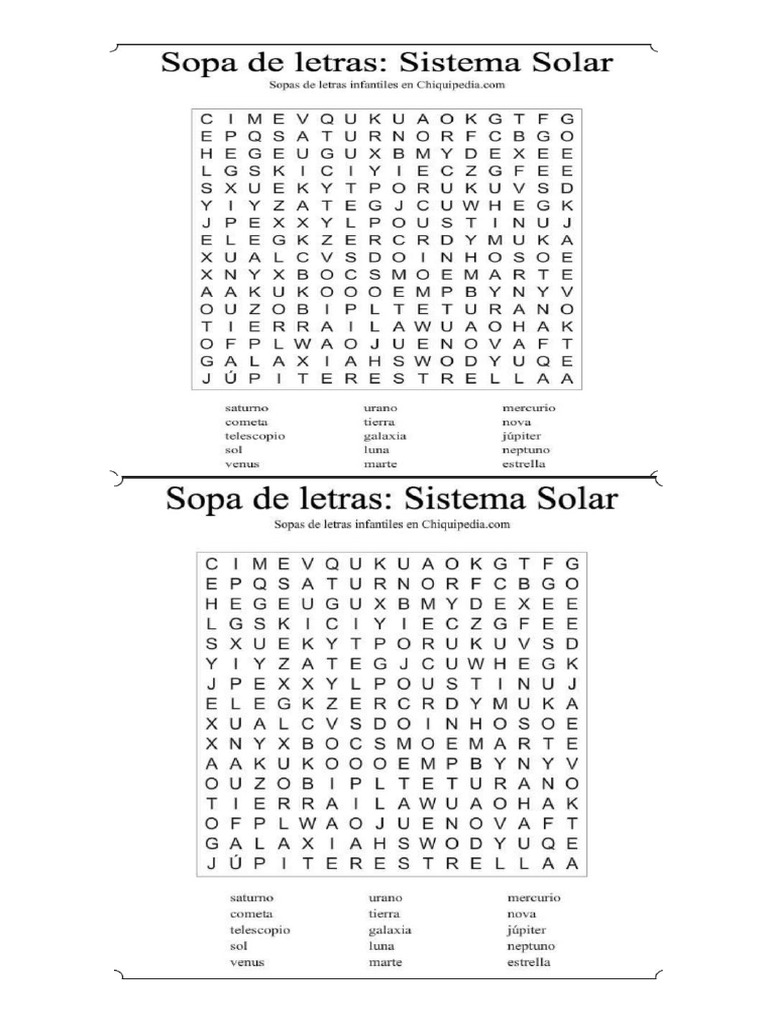 Sopa-Letras-Sistema Solar | PDF